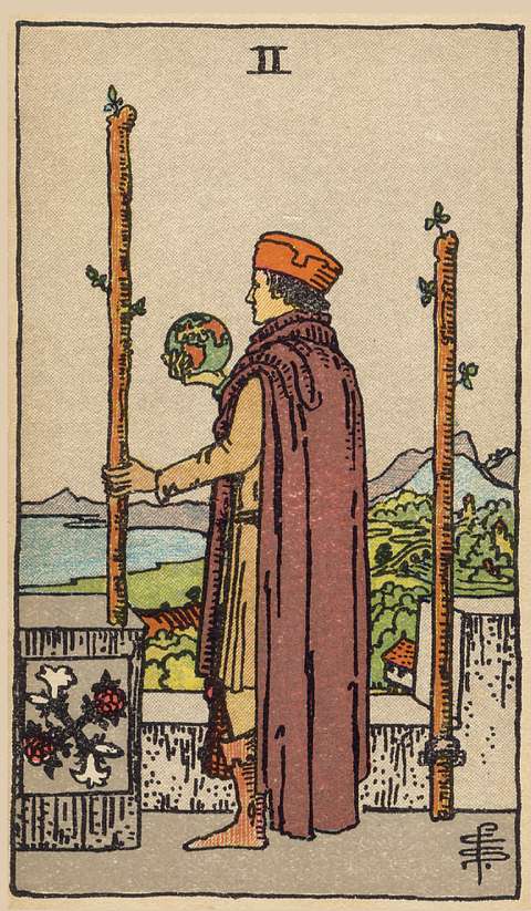 Two of Wands Tarot Card Meaning | Interpretations & Advice for Two of Wands